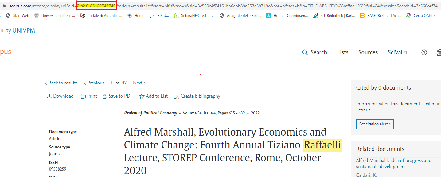 Università Politecnica delle Marche - OPAC | Recupero codici Scopus e WoS